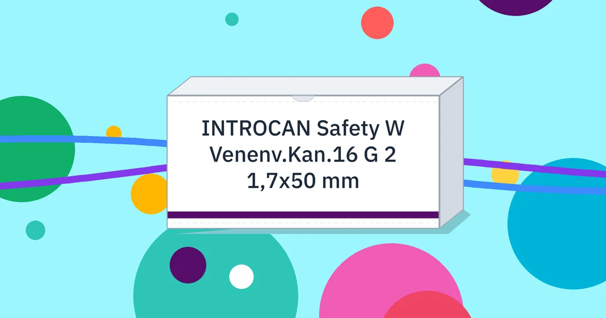 Symbolbild: Packung mit der Aufschrift INTROCAN Safety W Venenv.Kan.16 G 2 1,7x50 mm (PZN 04095836) – Verfügbarkeit und Bezug in Apotheken in Frankfurt am Main
