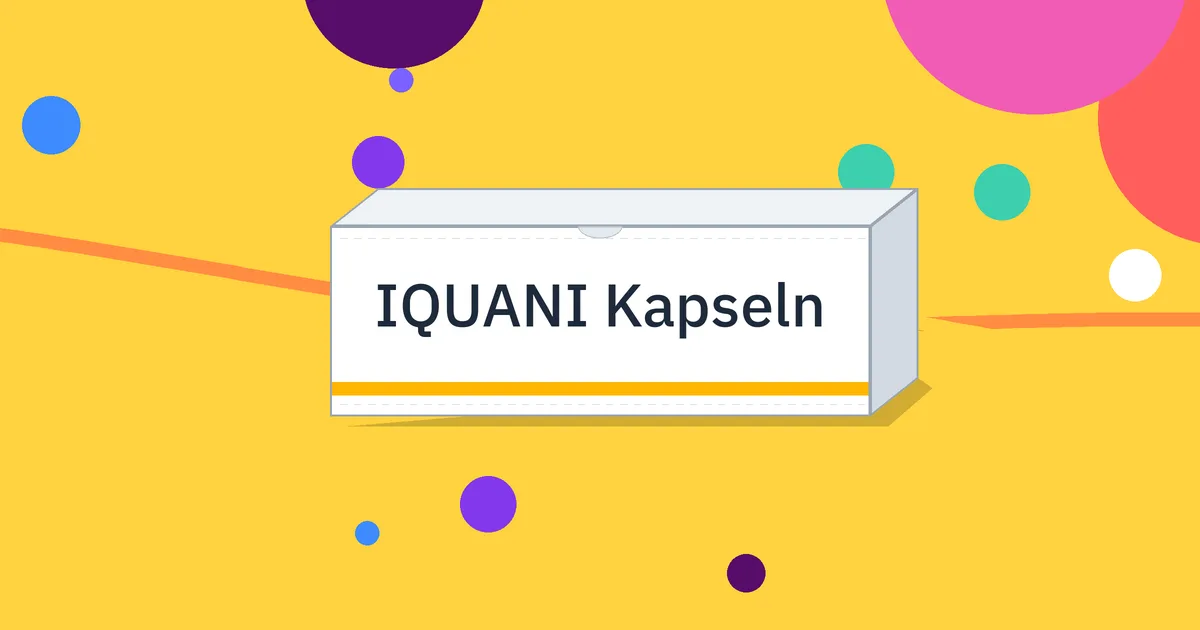 Symbolbild: Packung mit der Aufschrift IQUANI Kapseln (PZN 15261232) – Verfügbarkeit und Bezug in Apotheken in Frankfurt am Main