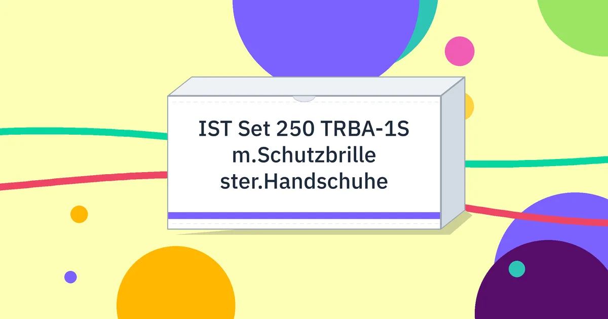 Symbolbild: Packung mit der Aufschrift IST Set 250 TRBA-1S m.Schutzbrille ster.Handschuhe (PZN 10416888) – Verfügbarkeit und Bezug in Apotheken in Frankfurt am Main