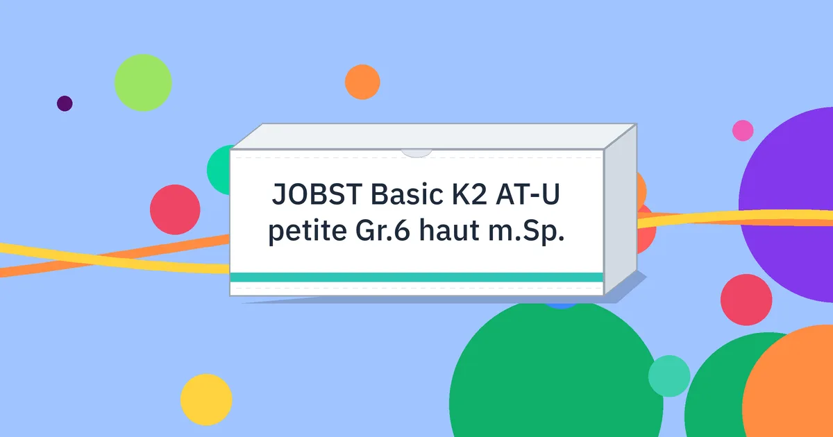 Symbolbild: Packung mit der Aufschrift JOBST Basic K2 AT-U petite Gr.6 haut m.Sp. (PZN 13060564) – Verfügbarkeit und Bezug in Apotheken in Frankfurt am Main