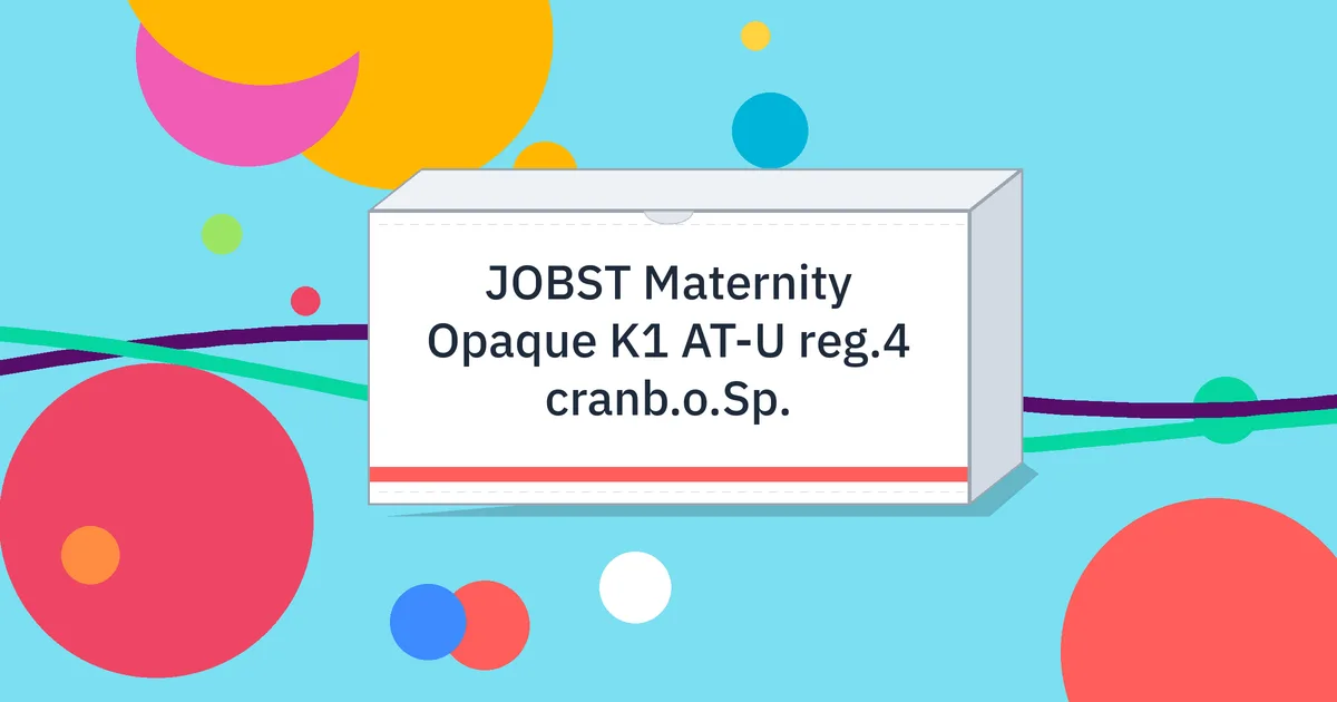 Symbolbild: Packung mit der Aufschrift JOBST Maternity Opaque K1 AT-U reg.4 cranb.o.Sp. (PZN 15857605) – Verfügbarkeit und Bezug in Apotheken in Frankfurt am Main