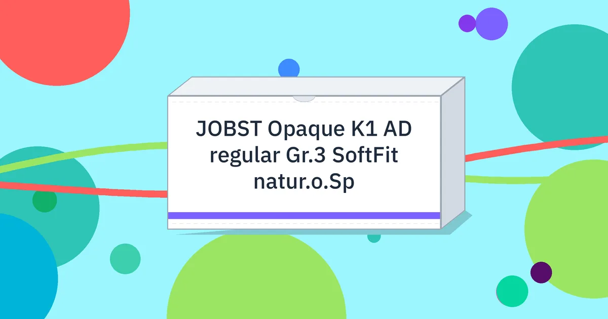 Symbolbild: Packung mit der Aufschrift JOBST Opaque K1 AD regular Gr.3 SoftFit natur.o.Sp (PZN 13083074) – Verfügbarkeit und Bezug in Apotheken in Frankfurt am Main