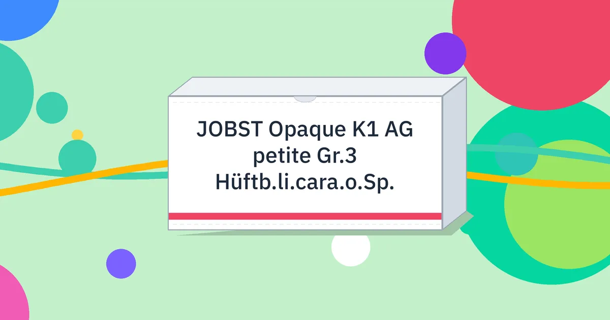 Symbolbild: Packung mit der Aufschrift JOBST Opaque K1 AG petite Gr.3 Hüftb.li.cara.o.Sp. (PZN 13097886) – Verfügbarkeit und Bezug in Apotheken in Frankfurt am Main