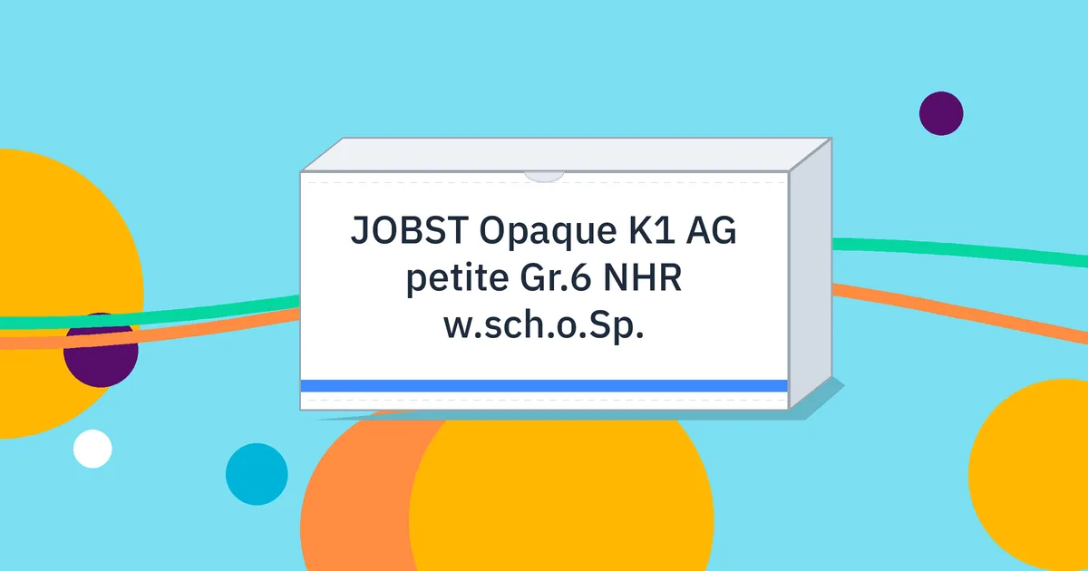 Symbolbild: Packung mit der Aufschrift JOBST Opaque K1 AG petite Gr.6 NHR w.sch.o.Sp. (PZN 13088686) – Verfügbarkeit und Bezug in Apotheken in Frankfurt am Main