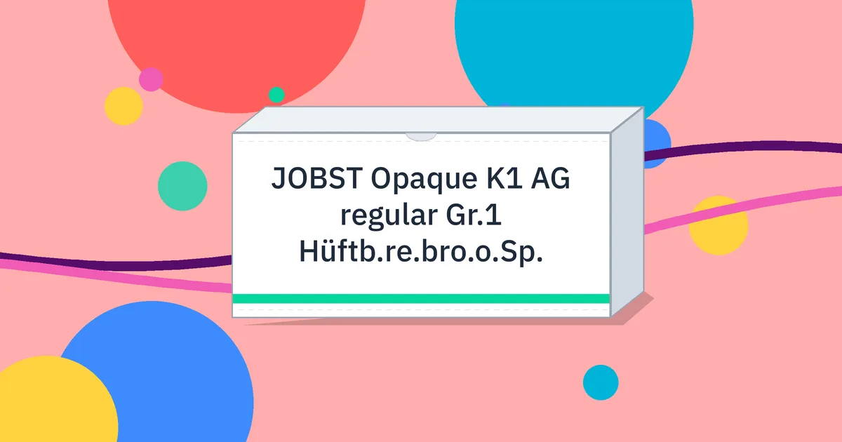 Symbolbild: Packung mit der Aufschrift JOBST Opaque K1 AG regular Gr.1 Hüftb.re.bro.o.Sp. (PZN 13101406) – Verfügbarkeit und Bezug in Apotheken in Frankfurt am Main