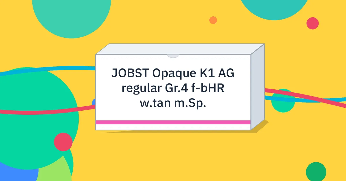 Symbolbild: Packung mit der Aufschrift JOBST Opaque K1 AG regular Gr.4 f-bHR w.tan m.Sp. (PZN 16266510) – Verfügbarkeit und Bezug in Apotheken in Frankfurt am Main