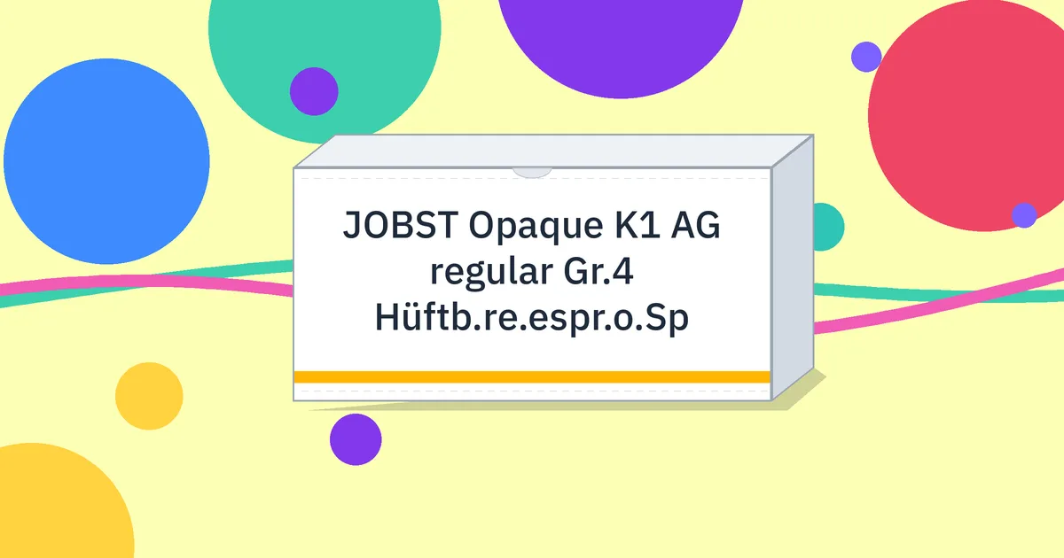 Symbolbild: Packung mit der Aufschrift JOBST Opaque K1 AG regular Gr.4 Hüftb.re.espr.o.Sp (PZN 16272686) – Verfügbarkeit und Bezug in Apotheken in Frankfurt am Main