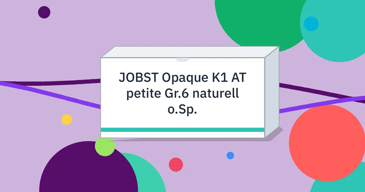 Symbolbild: Packung mit der Aufschrift JOBST Opaque K1 AT petite Gr.6 naturell o.Sp. (PZN 13104161) – Verfügbarkeit und Bezug in Apotheken in Frankfurt am Main