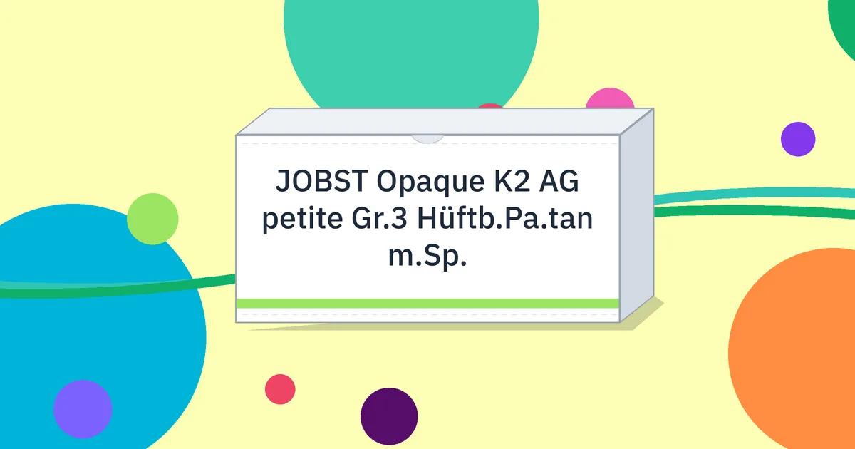 Symbolbild: Packung mit der Aufschrift JOBST Opaque K2 AG petite Gr.3 Hüftb.Pa.tan m.Sp. (PZN 16288380) – Verfügbarkeit und Bezug in Apotheken in Frankfurt am Main
