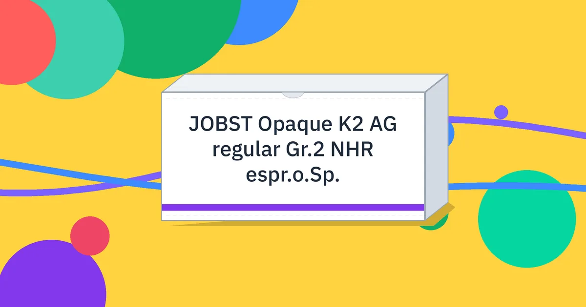 Symbolbild: Packung mit der Aufschrift JOBST Opaque K2 AG regular Gr.2 NHR espr.o.Sp. (PZN 16281840) – Verfügbarkeit und Bezug in Apotheken in Frankfurt am Main