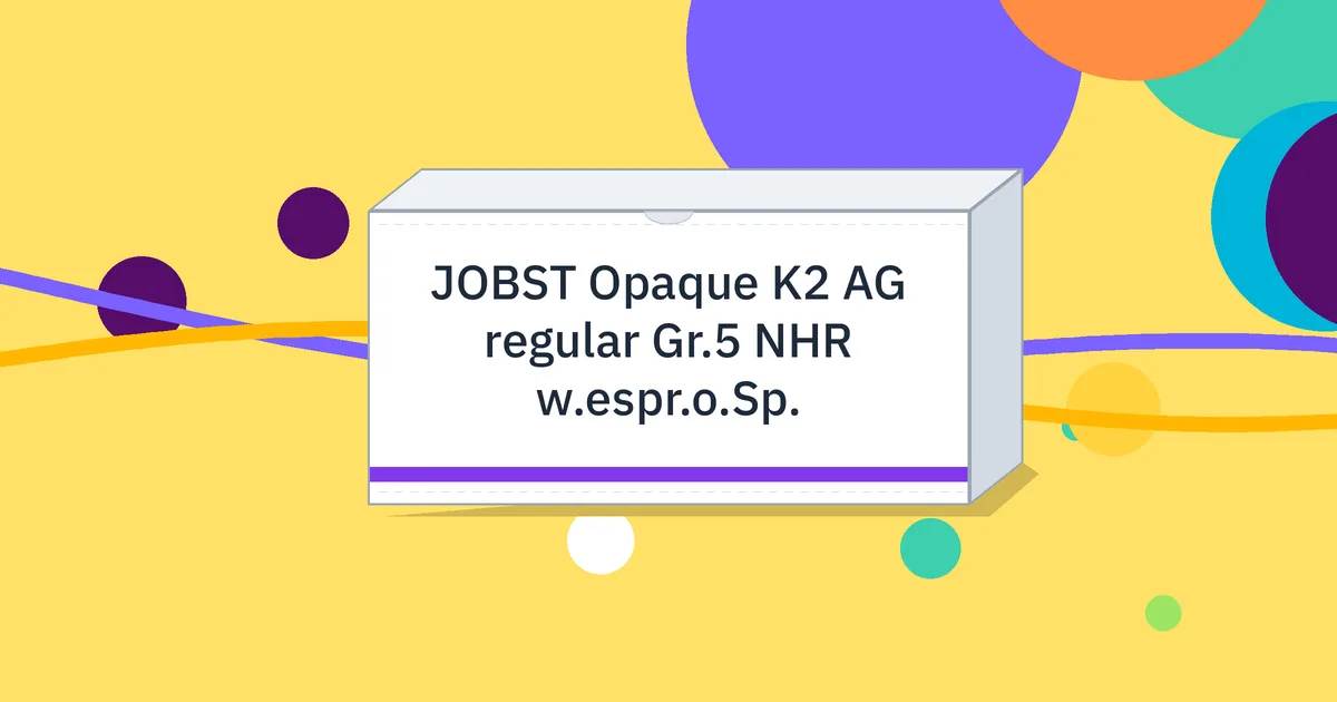 Symbolbild: Packung mit der Aufschrift JOBST Opaque K2 AG regular Gr.5 NHR w.espr.o.Sp. (PZN 16282288) – Verfügbarkeit und Bezug in Apotheken in Frankfurt am Main