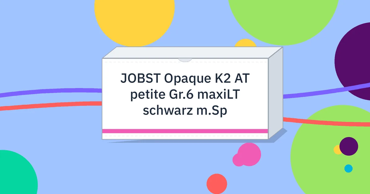 Symbolbild: Packung mit der Aufschrift JOBST Opaque K2 AT petite Gr.6 maxiLT schwarz m.Sp (PZN 13118967) – Verfügbarkeit und Bezug in Apotheken in Frankfurt am Main
