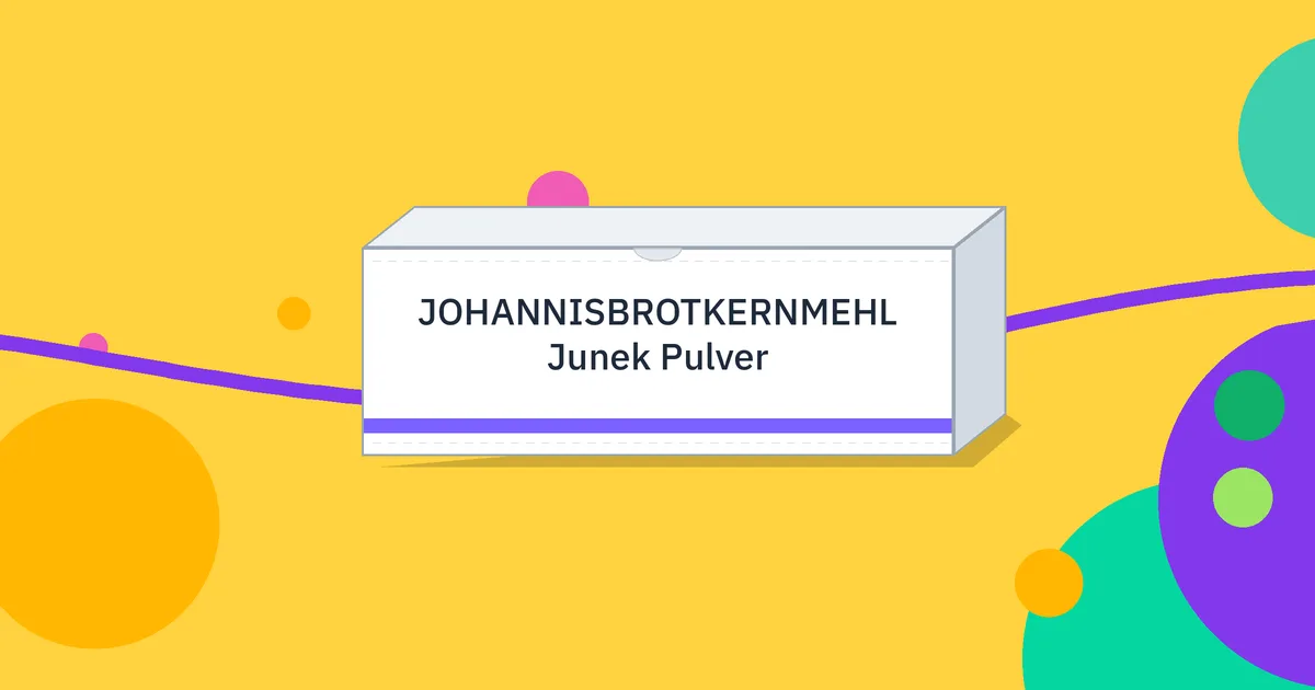 Symbolbild: Packung mit der Aufschrift JOHANNISBROTKERNMEHL Junek Pulver (PZN 10556359) – Verfügbarkeit und Bezug in Apotheken in Frankfurt am Main