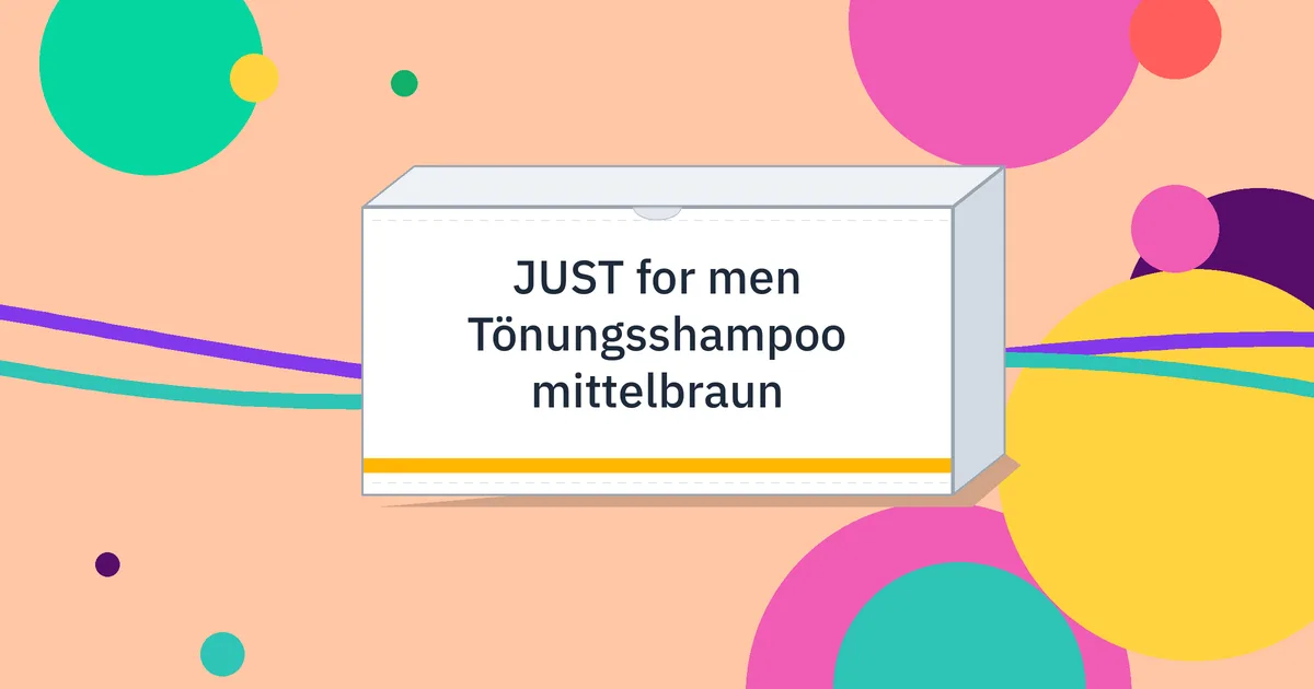Symbolbild: Packung mit der Aufschrift JUST for men Tönungsshampoo mittelbraun (PZN 01465416) – Verfügbarkeit und Bezug in Apotheken in Frankfurt am Main
