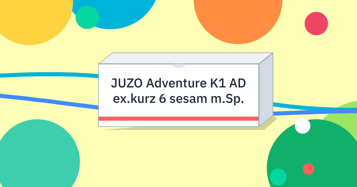 Symbolbild: Packung mit der Aufschrift JUZO Adventure K1 AD ex.kurz 6 sesam m.Sp. (PZN 16494085) – Verfügbarkeit und Bezug in Apotheken in Frankfurt am Main