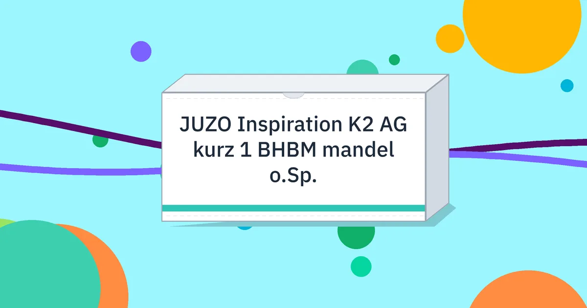 Symbolbild: Packung mit der Aufschrift JUZO Inspiration K2 AG kurz 1 BHBM mandel o.Sp. (PZN 14877505) – Verfügbarkeit und Bezug in Apotheken in Frankfurt am Main