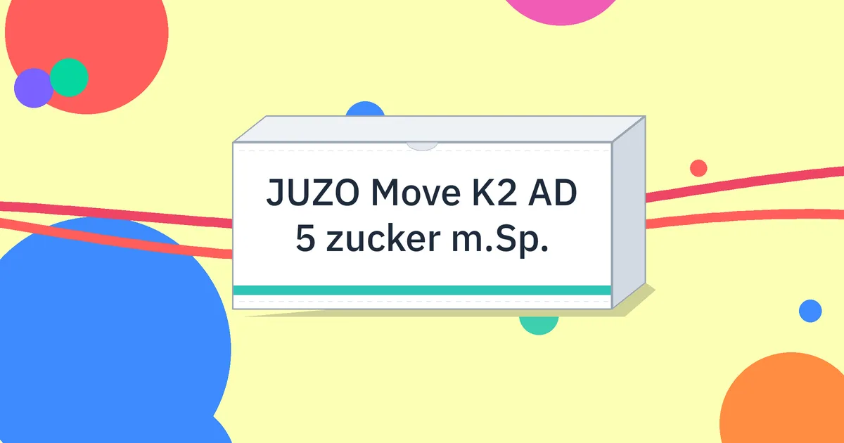 Symbolbild: Packung mit der Aufschrift JUZO Move K2 AD 5 zucker m.Sp. (PZN 18507082) – Verfügbarkeit und Bezug in Apotheken in Frankfurt am Main