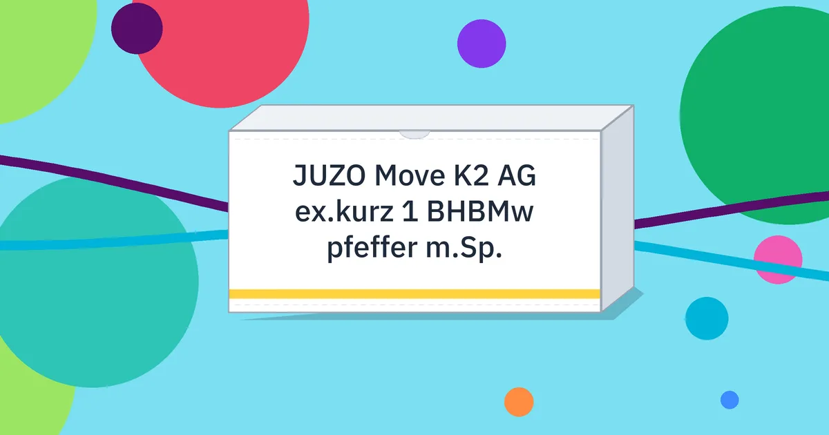 Symbolbild: Packung mit der Aufschrift JUZO Move K2 AG ex.kurz 1 BHBMw pfeffer m.Sp. (PZN 16650013) – Verfügbarkeit und Bezug in Apotheken in Frankfurt am Main