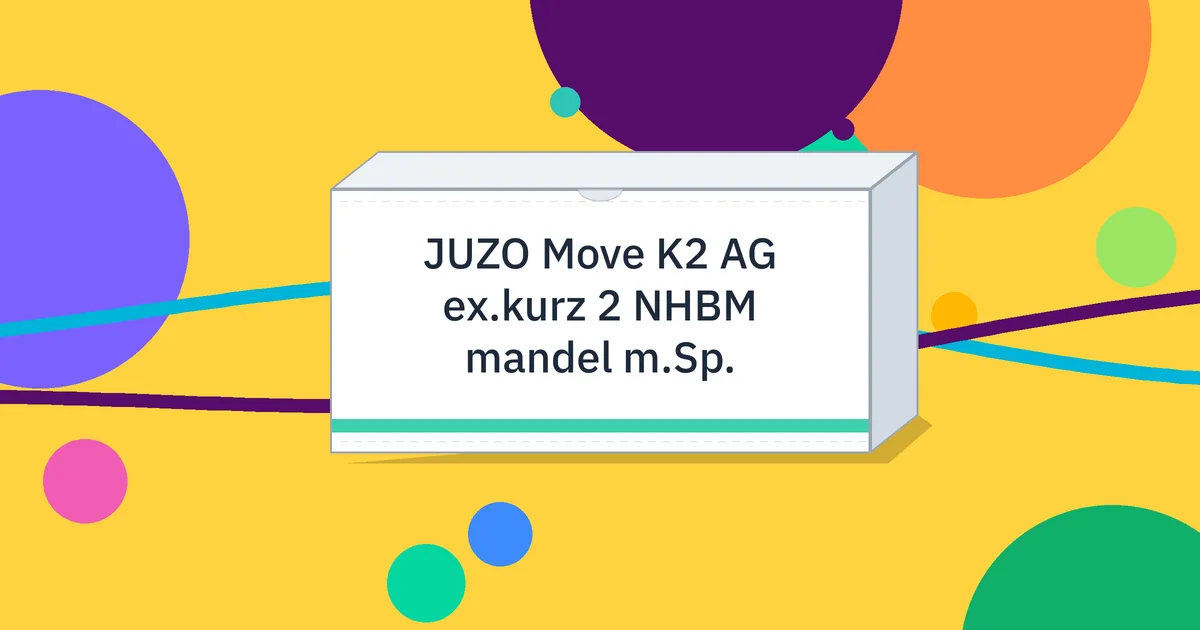 Symbolbild: Packung mit der Aufschrift JUZO Move K2 AG ex.kurz 2 NHBM mandel m.Sp. (PZN 16642657) – Verfügbarkeit und Bezug in Apotheken in Frankfurt am Main