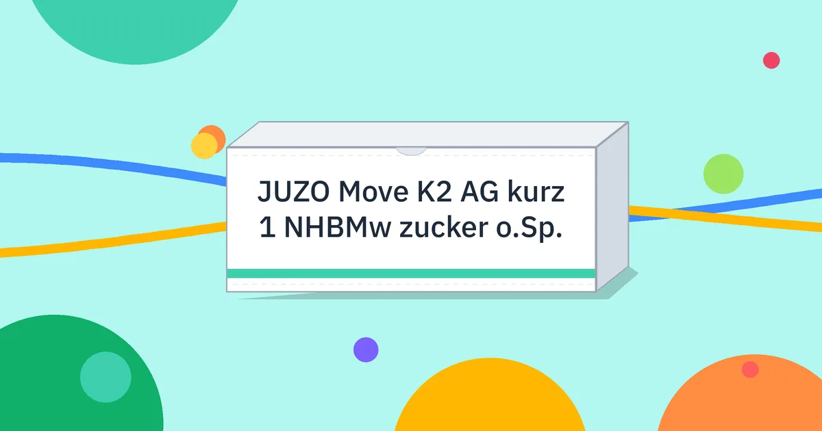 Symbolbild: Packung mit der Aufschrift JUZO Move K2 AG kurz 1 NHBMw zucker o.Sp. (PZN 18529379) – Verfügbarkeit und Bezug in Apotheken in Frankfurt am Main