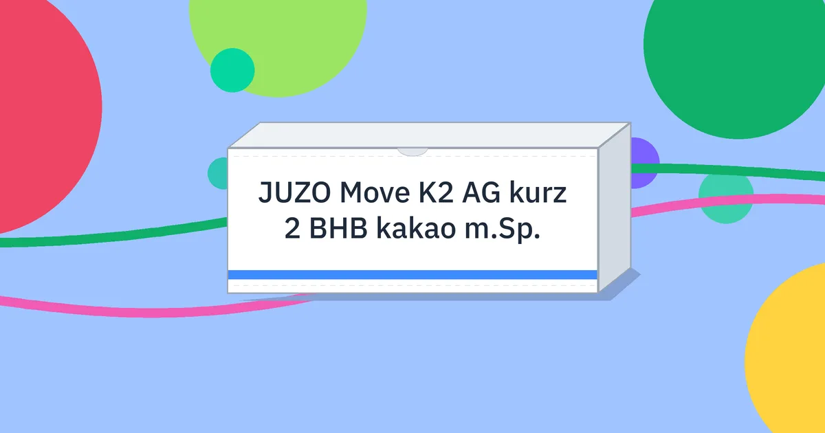 Symbolbild: Packung mit der Aufschrift JUZO Move K2 AG kurz 2 BHB kakao m.Sp. (PZN 18559831) – Verfügbarkeit und Bezug in Apotheken in Frankfurt am Main