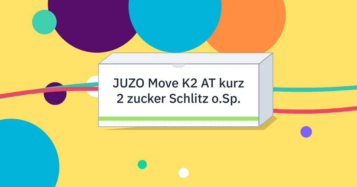 Symbolbild: Packung mit der Aufschrift JUZO Move K2 AT kurz 2 zucker Schlitz o.Sp. (PZN 20676194) – Verfügbarkeit und Bezug in Apotheken in Frankfurt am Main