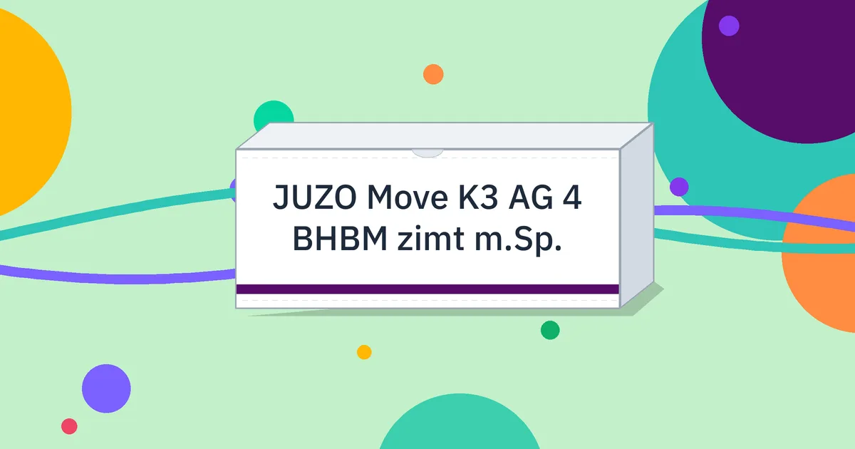 Symbolbild: Packung mit der Aufschrift JUZO Move K3 AG 4 BHBM zimt m.Sp. (PZN 18576077) – Verfügbarkeit und Bezug in Apotheken in Frankfurt am Main