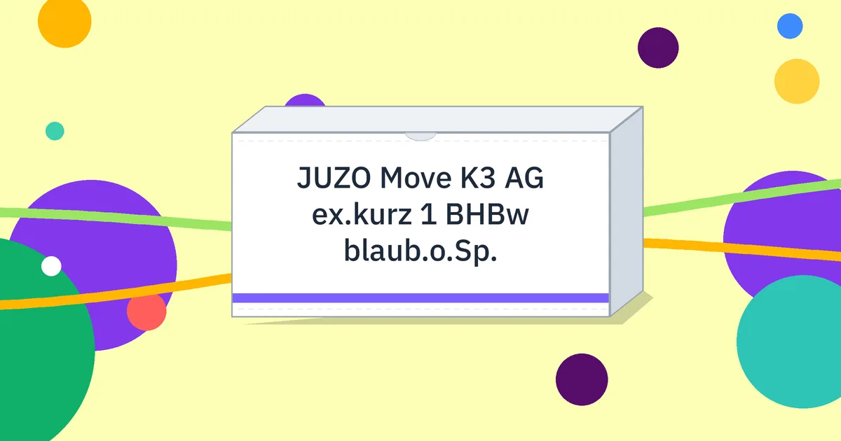 Symbolbild: Packung mit der Aufschrift JUZO Move K3 AG ex.kurz 1 BHBw blaub.o.Sp. (PZN 18597553) – Verfügbarkeit und Bezug in Apotheken in Frankfurt am Main