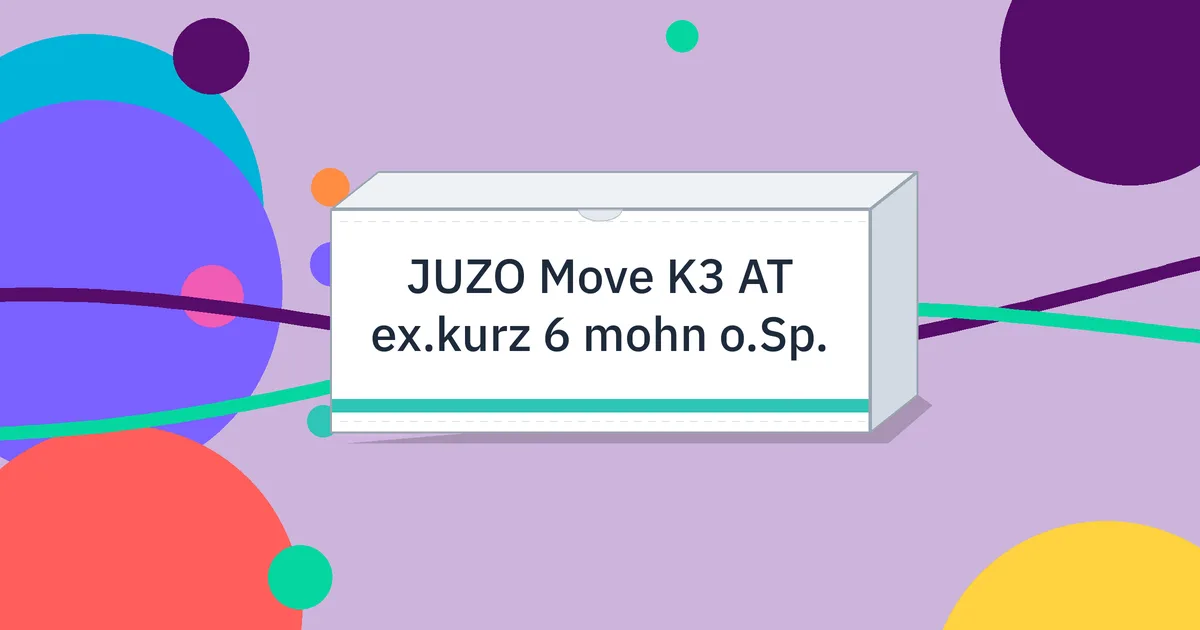 Symbolbild: Packung mit der Aufschrift JUZO Move K3 AT ex.kurz 6 mohn o.Sp. (PZN 20681806) – Verfügbarkeit und Bezug in Apotheken in Frankfurt am Main