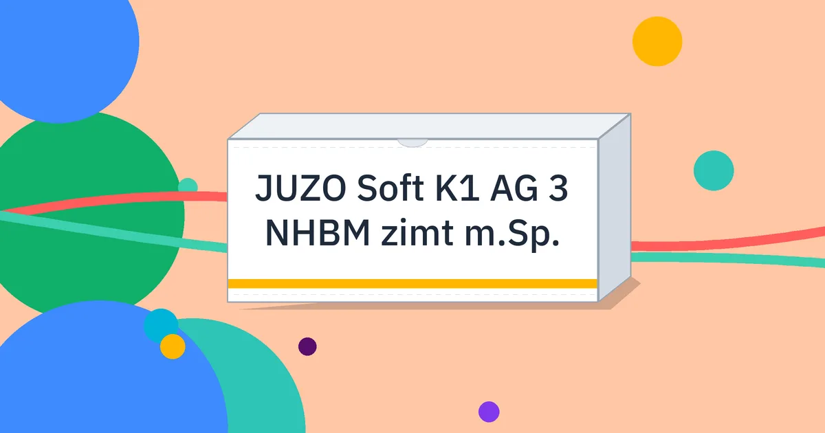 Symbolbild: Packung mit der Aufschrift JUZO Soft K1 AG 3 NHBM zimt m.Sp. (PZN 15015384) – Verfügbarkeit und Bezug in Apotheken in Frankfurt am Main