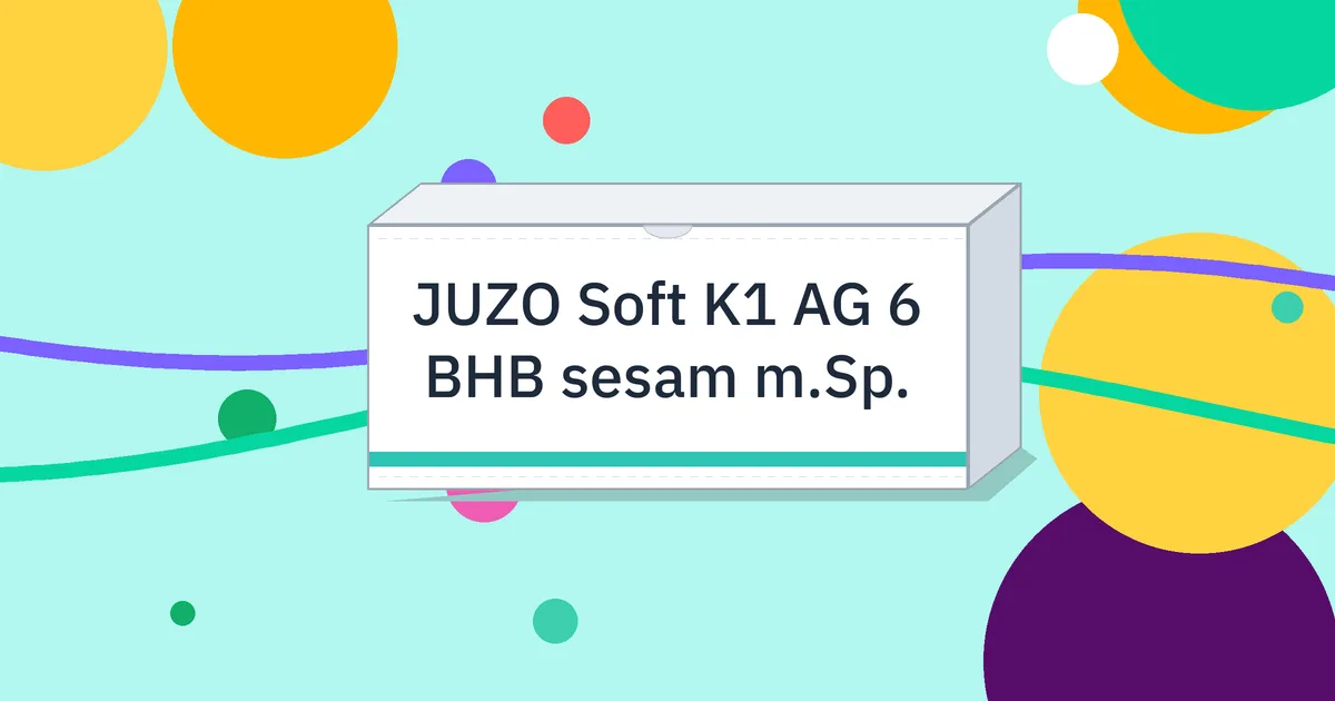 Symbolbild: Packung mit der Aufschrift JUZO Soft K1 AG 6 BHB sesam m.Sp. (PZN 14820876) – Verfügbarkeit und Bezug in Apotheken in Frankfurt am Main