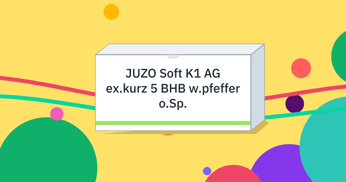 Symbolbild: Packung mit der Aufschrift JUZO Soft K1 AG ex.kurz 5 BHB w.pfeffer o.Sp. (PZN 14839930) – Verfügbarkeit und Bezug in Apotheken in Frankfurt am Main