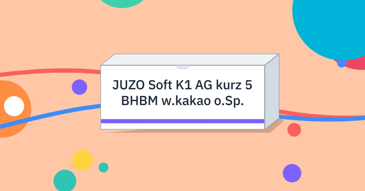 Symbolbild: Packung mit der Aufschrift JUZO Soft K1 AG kurz 5 BHBM w.kakao o.Sp. (PZN 14865873) – Verfügbarkeit und Bezug in Apotheken in Frankfurt am Main