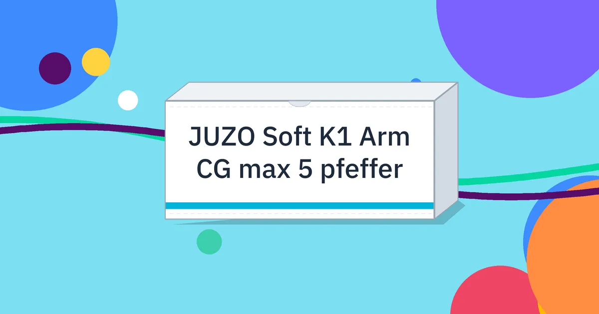 Symbolbild: Packung mit der Aufschrift JUZO Soft K1 Arm CG max 5 pfeffer (PZN 15510126) – Verfügbarkeit und Bezug in Apotheken in Frankfurt am Main