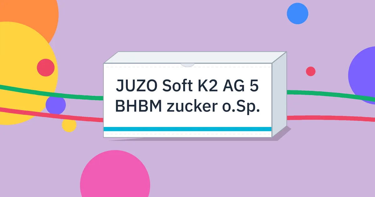 Symbolbild: Packung mit der Aufschrift JUZO Soft K2 AG 5 BHBM zucker o.Sp. (PZN 14860692) – Verfügbarkeit und Bezug in Apotheken in Frankfurt am Main