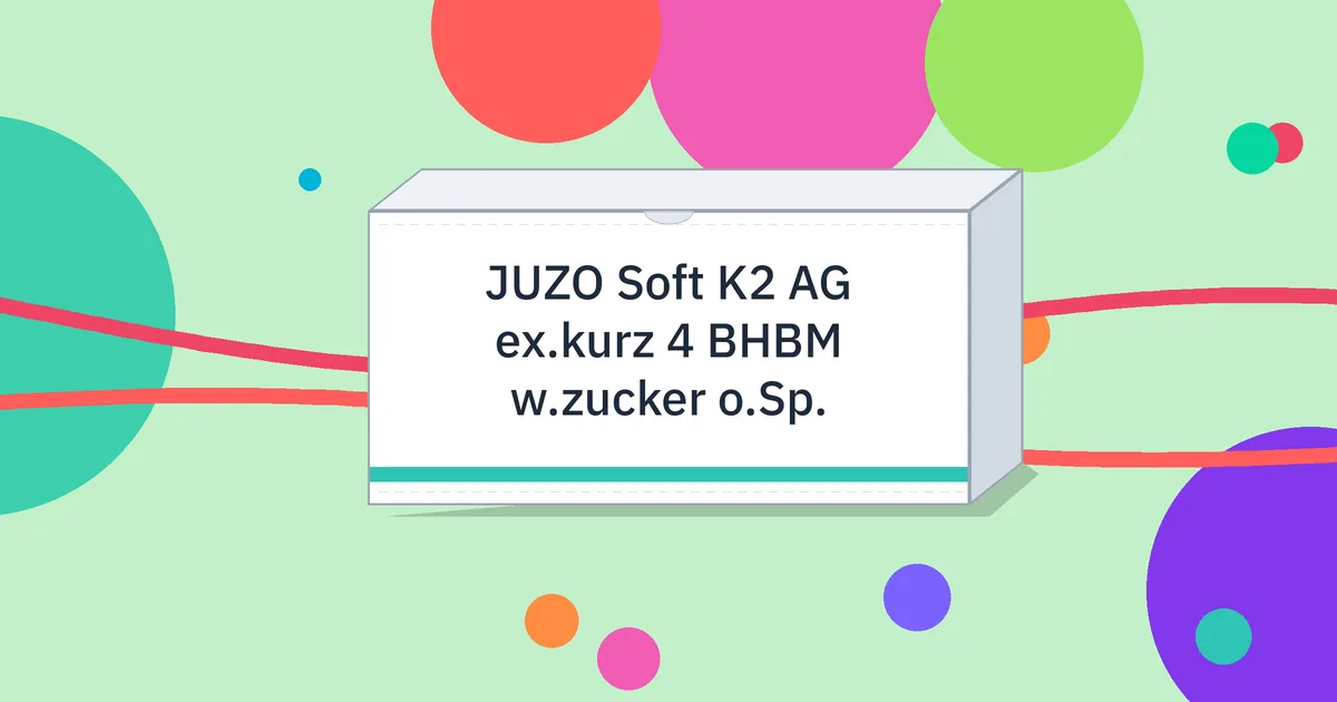 Symbolbild: Packung mit der Aufschrift JUZO Soft K2 AG ex.kurz 4 BHBM w.zucker o.Sp. (PZN 14869888) – Verfügbarkeit und Bezug in Apotheken in Frankfurt am Main