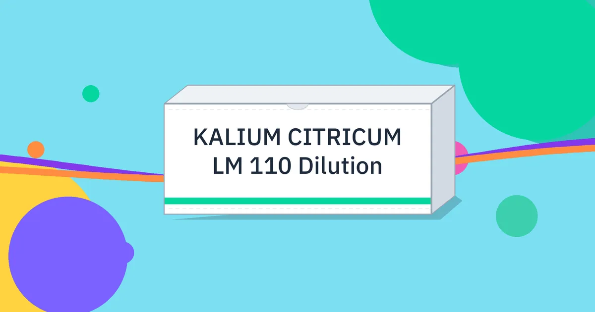 Symbolbild: Packung mit der Aufschrift KALIUM CITRICUM LM 110 Dilution (PZN 12920438) – Verfügbarkeit und Bezug in Apotheken in Frankfurt am Main