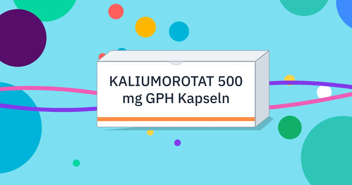Symbolbild: Packung mit der Aufschrift KALIUMOROTAT 500 mg GPH Kapseln (PZN 11482746) – Verfügbarkeit und Bezug in Apotheken in Frankfurt am Main