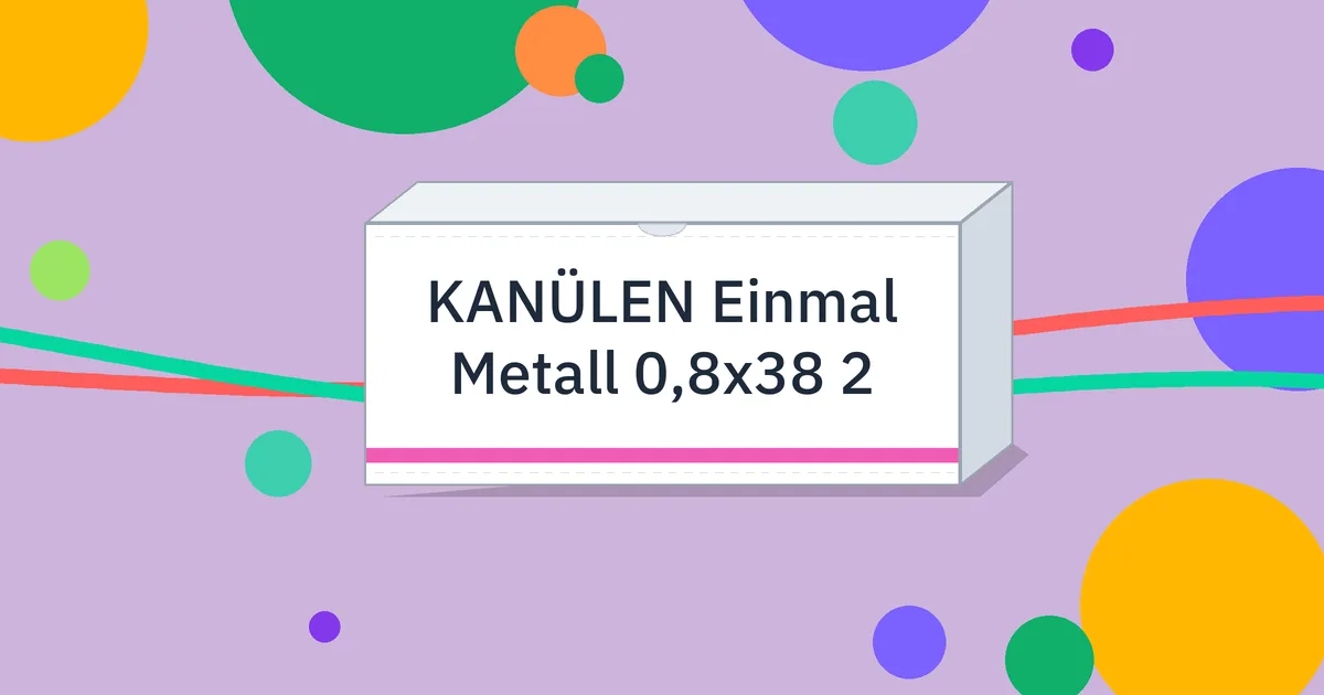 Symbolbild: Packung mit der Aufschrift KANÜLEN Einmal Metall 0,8x38 2 (PZN 02439929) – Verfügbarkeit und Bezug in Apotheken in Frankfurt am Main