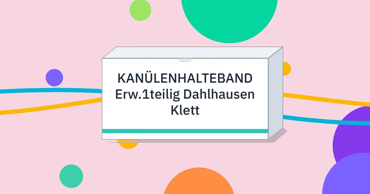 Symbolbild: Packung mit der Aufschrift KANÜLENHALTEBAND Erw.1teilig Dahlhausen Klett (PZN 04366198) – Verfügbarkeit und Bezug in Apotheken in Frankfurt am Main