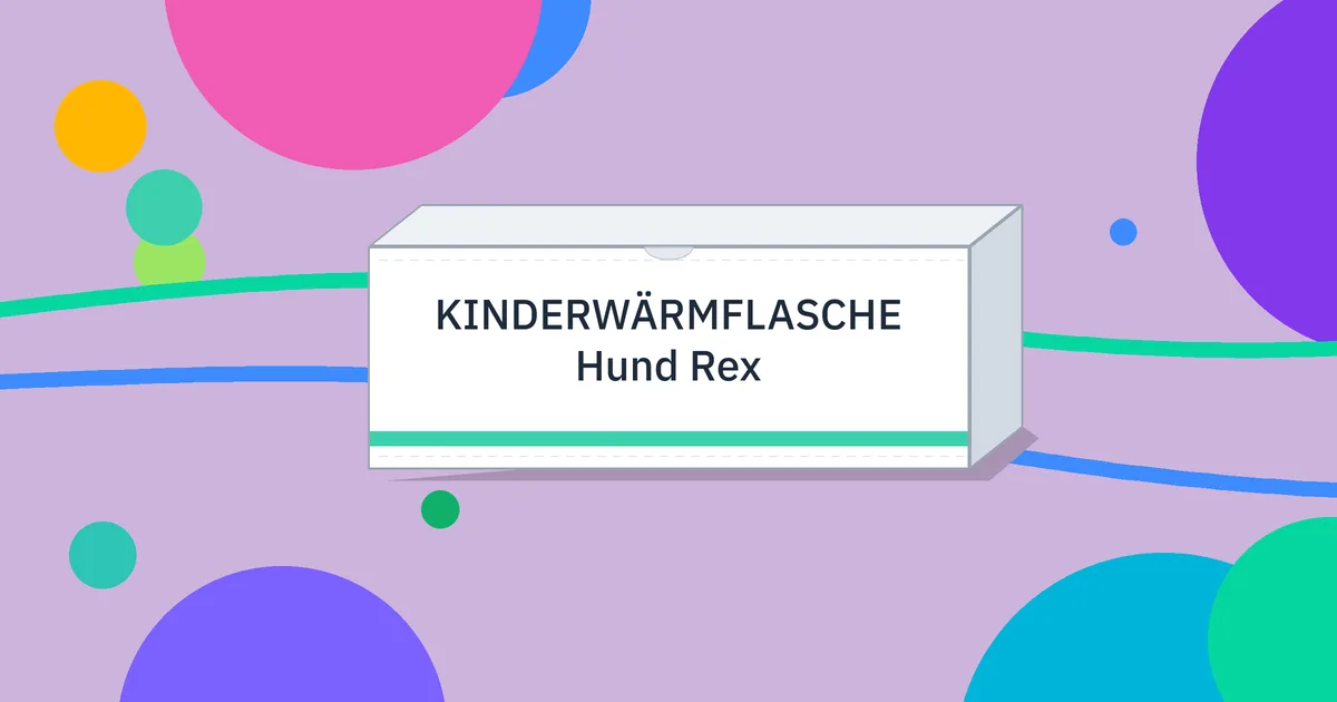 Symbolbild: Packung mit der Aufschrift KINDERWÄRMFLASCHE Hund Rex (PZN 07313995) – Verfügbarkeit und Bezug in Apotheken in Frankfurt am Main