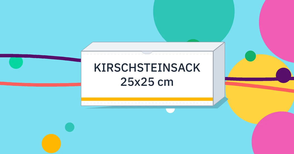 Symbolbild: Packung mit der Aufschrift KIRSCHSTEINSACK 25x25 cm (PZN 07281752) – Verfügbarkeit und Bezug in Apotheken in Frankfurt am Main