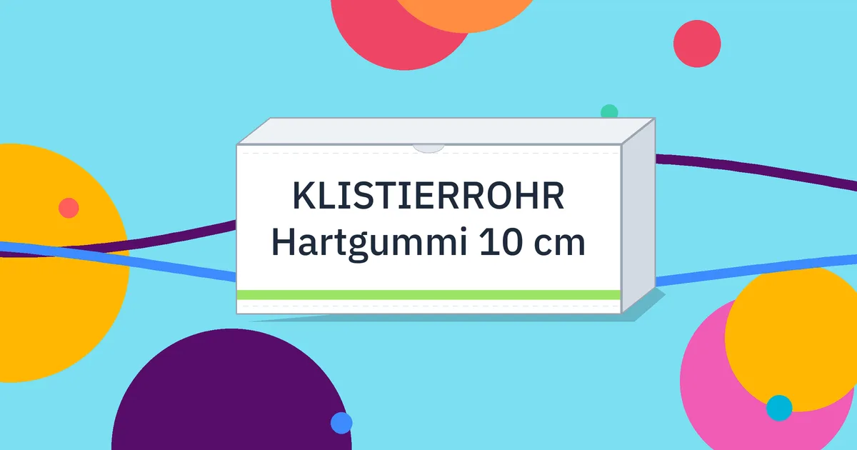 Symbolbild: Packung mit der Aufschrift KLISTIERROHR Hartgummi 10 cm (PZN 01730982) – Verfügbarkeit und Bezug in Apotheken in Frankfurt am Main