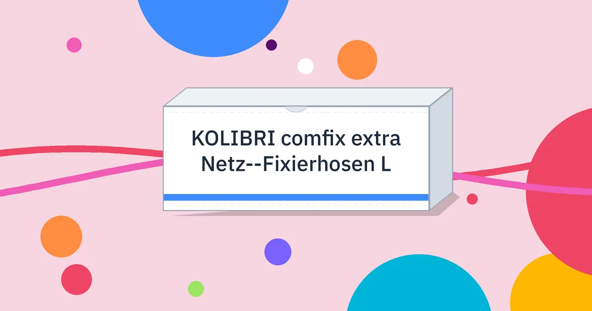 Symbolbild: Packung mit der Aufschrift KOLIBRI comfix extra Netz--Fixierhosen L (PZN 12498577) – Verfügbarkeit und Bezug in Apotheken in Frankfurt am Main