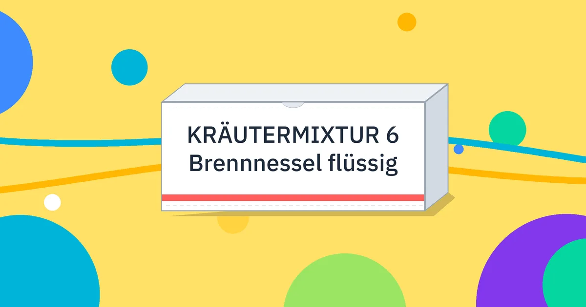 Symbolbild: Packung mit der Aufschrift KRÄUTERMIXTUR 6 Brennnessel flüssig (PZN 17145808) – Verfügbarkeit und Bezug in Apotheken in Frankfurt am Main