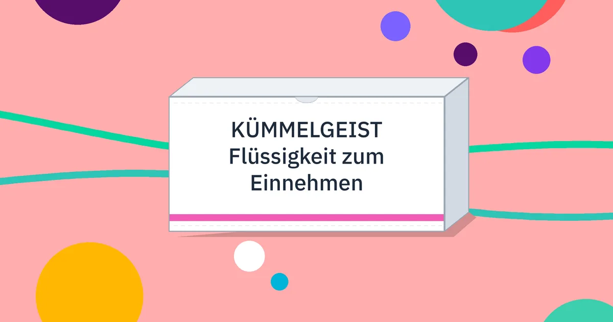 Symbolbild: Packung mit der Aufschrift KÜMMELGEIST Flüssigkeit zum Einnehmen (PZN 15401153) – Verfügbarkeit und Bezug in Apotheken in Frankfurt am Main