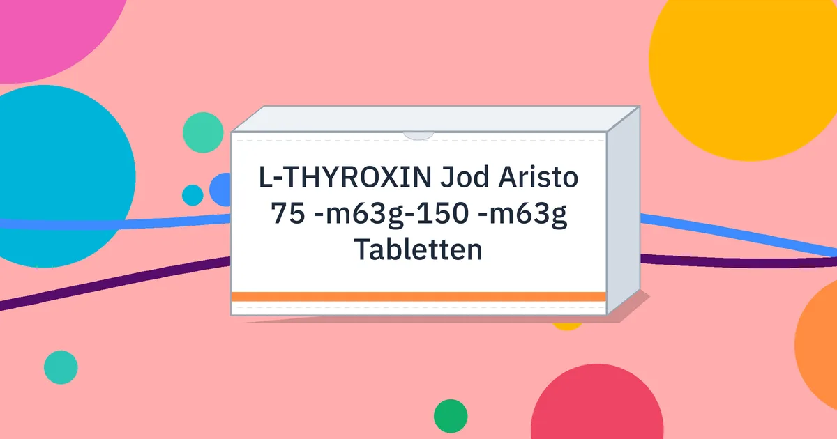 Symbolbild: Packung mit der Aufschrift L-THYROXIN Jod Aristo 75 -m63g-150 -m63g Tabletten (PZN 03419478) – Verfügbarkeit und Bezug in Apotheken in Frankfurt am Main