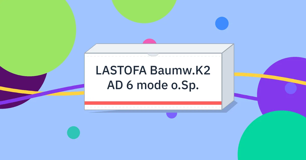 Symbolbild: Packung mit der Aufschrift LASTOFA Baumw.K2 AD 6 mode o.Sp. (PZN 01944855) – Verfügbarkeit und Bezug in Apotheken in Frankfurt am Main