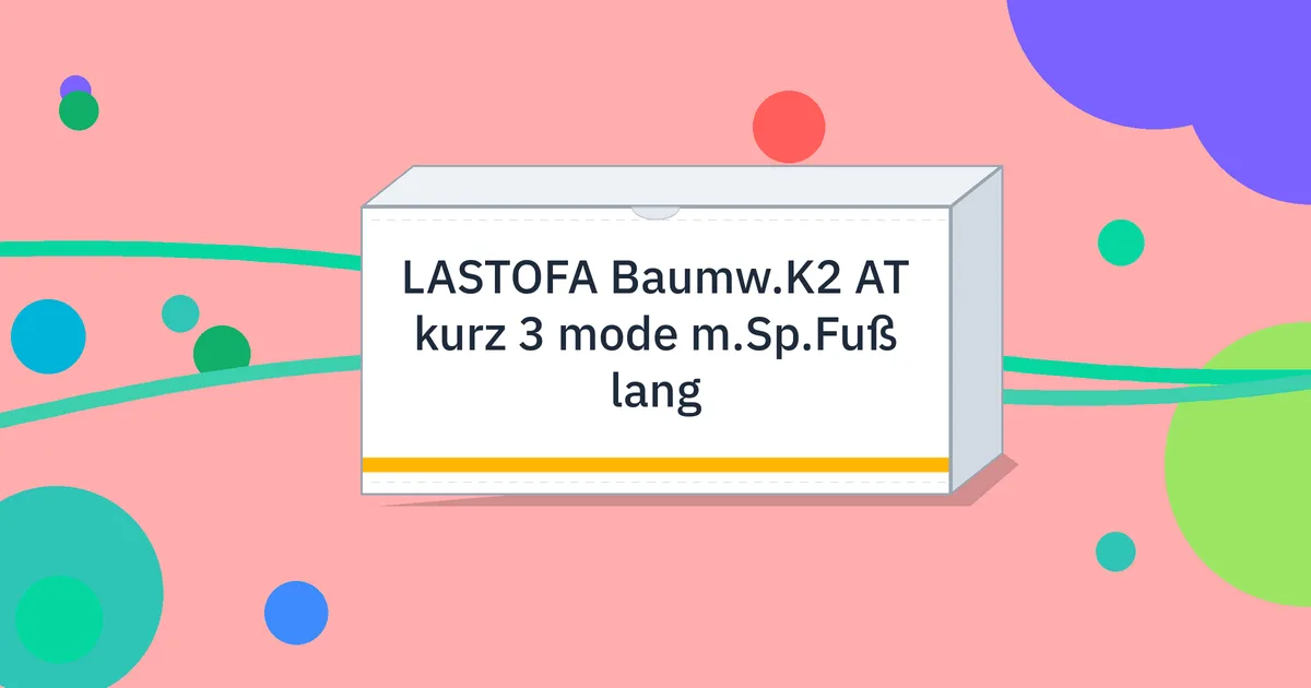 Symbolbild: Packung mit der Aufschrift LASTOFA Baumw.K2 AT kurz 3 mode m.Sp.Fuß lang (PZN 01951281) – Verfügbarkeit und Bezug in Apotheken in Frankfurt am Main
