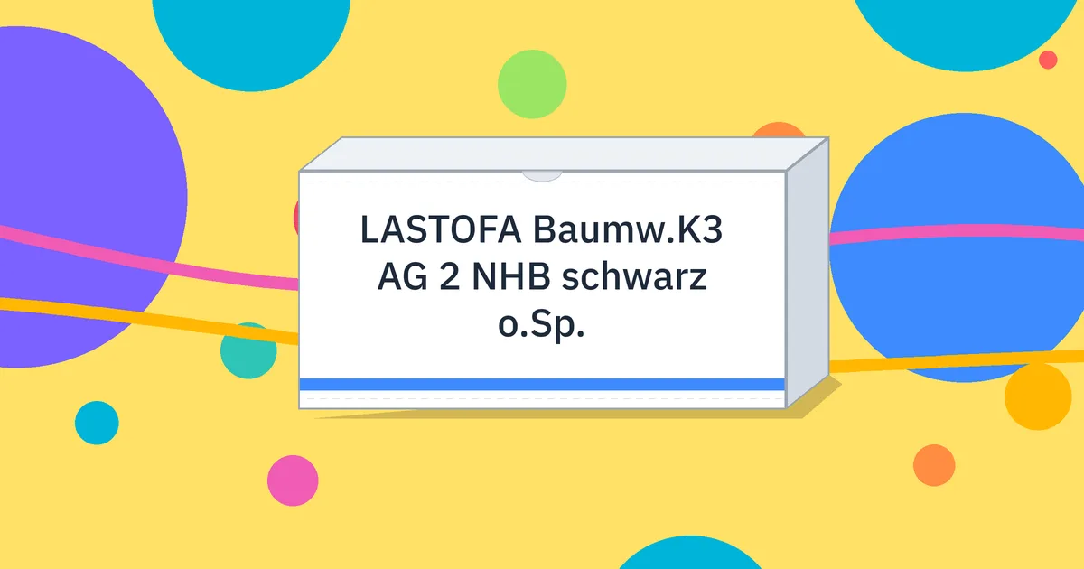 Symbolbild: Packung mit der Aufschrift LASTOFA Baumw.K3 AG 2 NHB schwarz o.Sp. (PZN 01954894) – Verfügbarkeit und Bezug in Apotheken in Frankfurt am Main